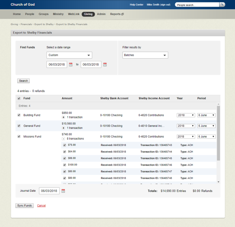 Announcing F1+Shelby's Financial Integration! - FellowshipOne