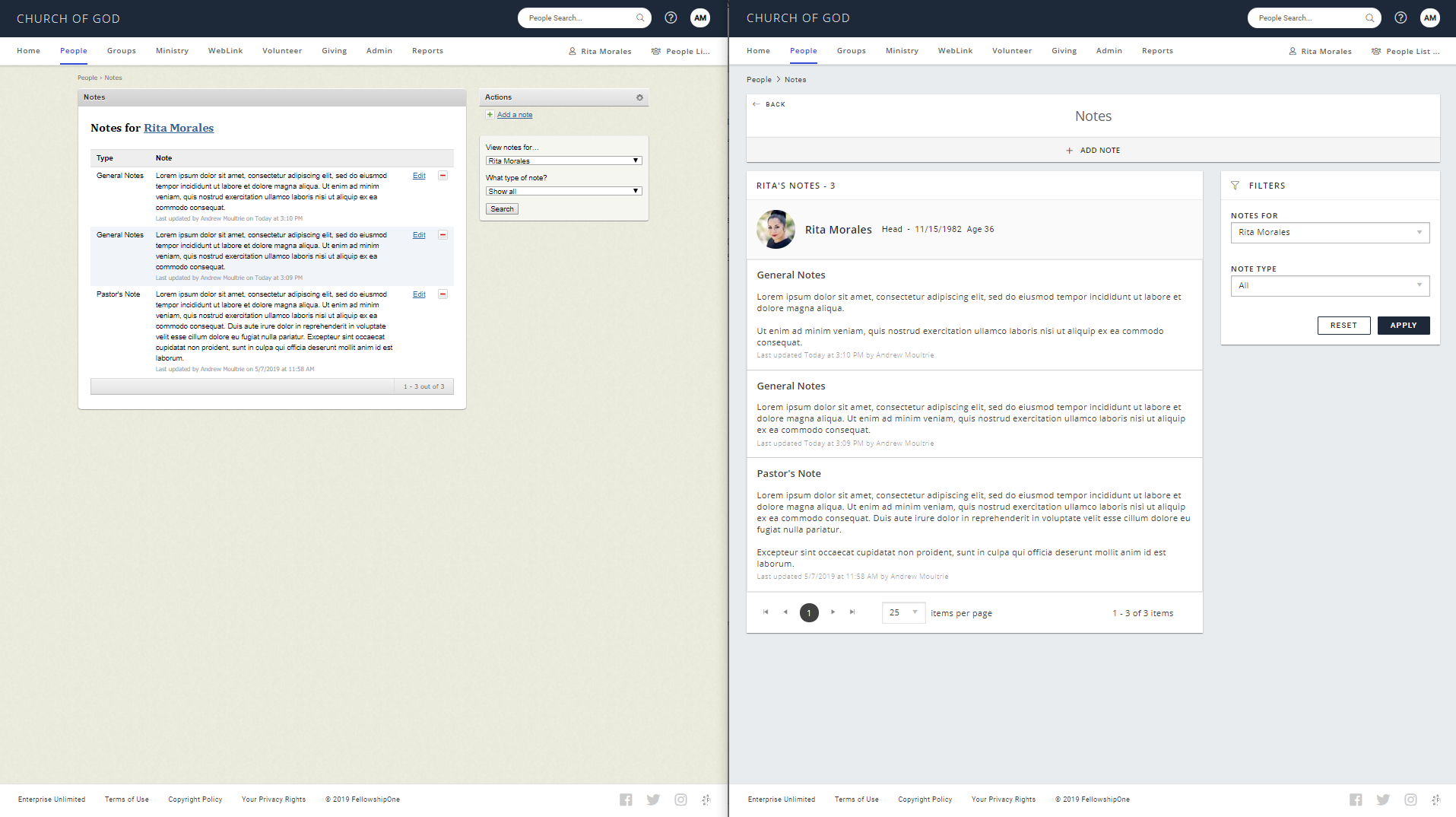 Release Notes 5/16/19 - FellowshipOne